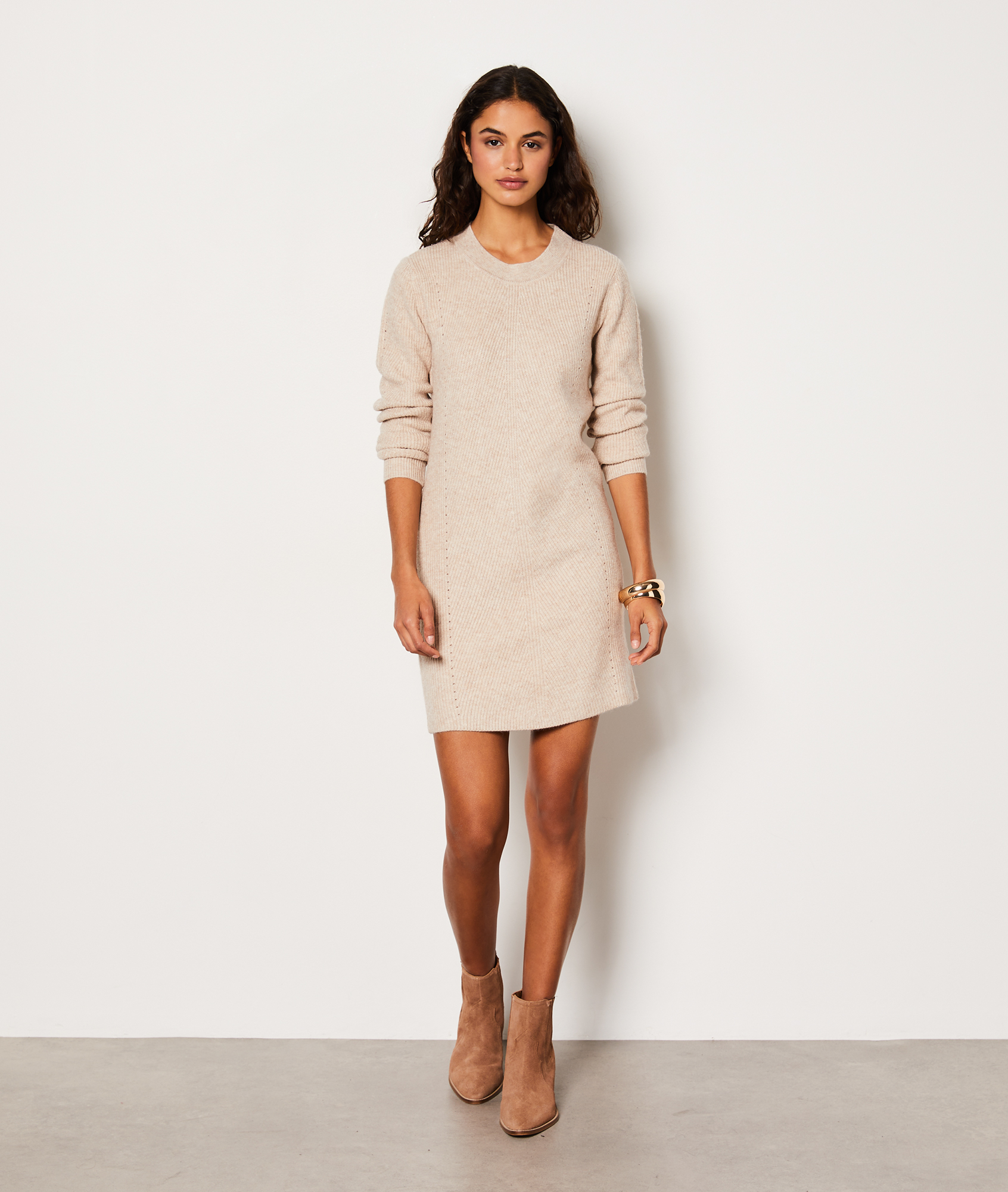 Robe courte en maille FRANCESKA BEIGE - ETAM