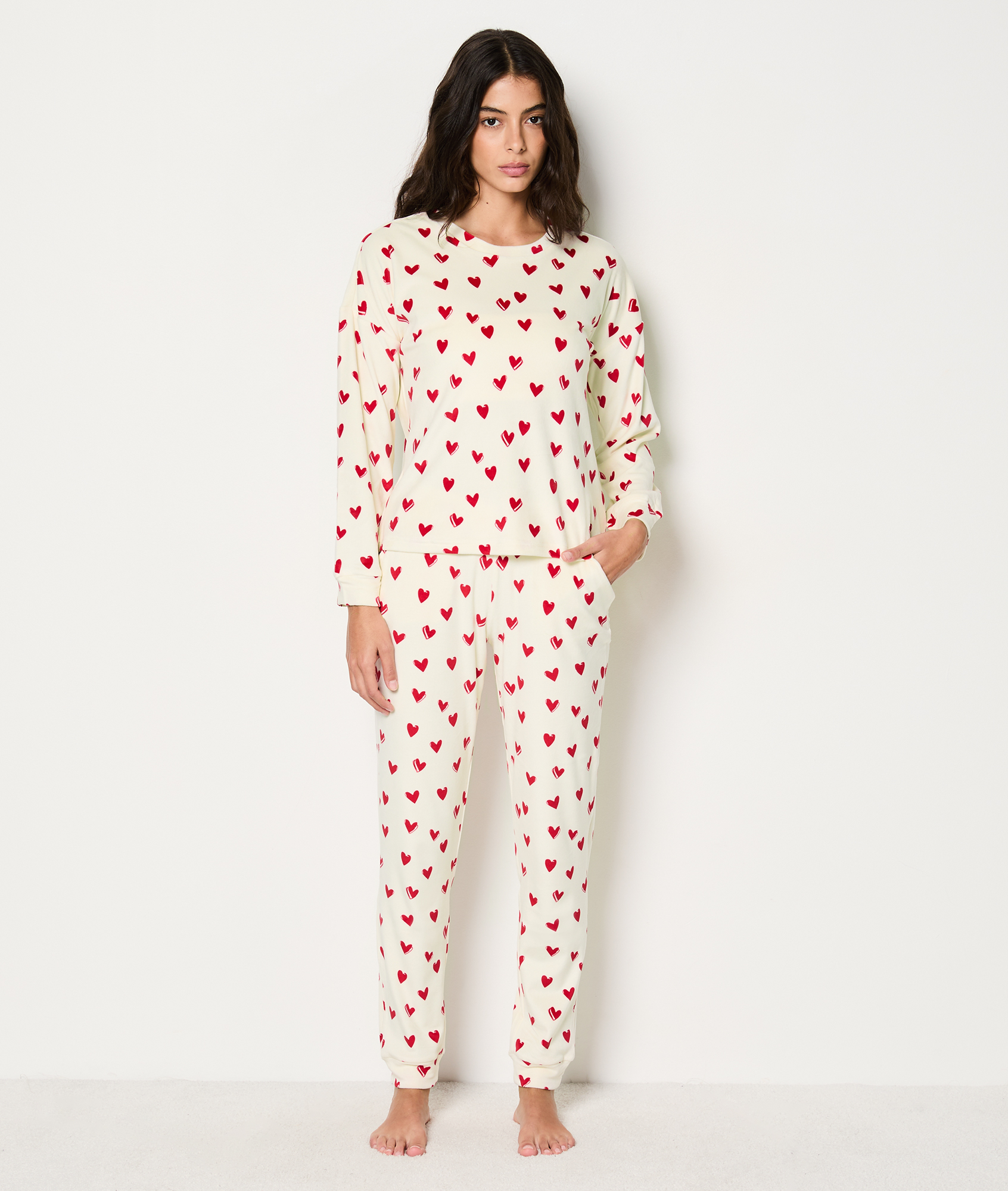 Ensemble 2 pièces de pyjamas à motifs cœur GISETTE ROUGE - ETAM