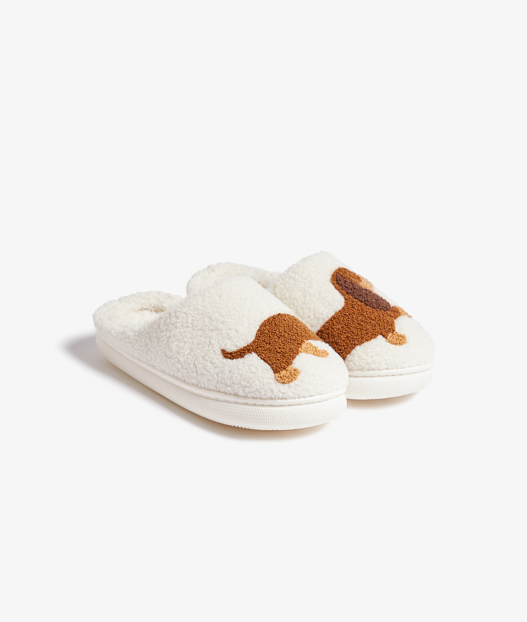 Chaussons mules teckel Corgi GOLLIE ECRU - ETAM