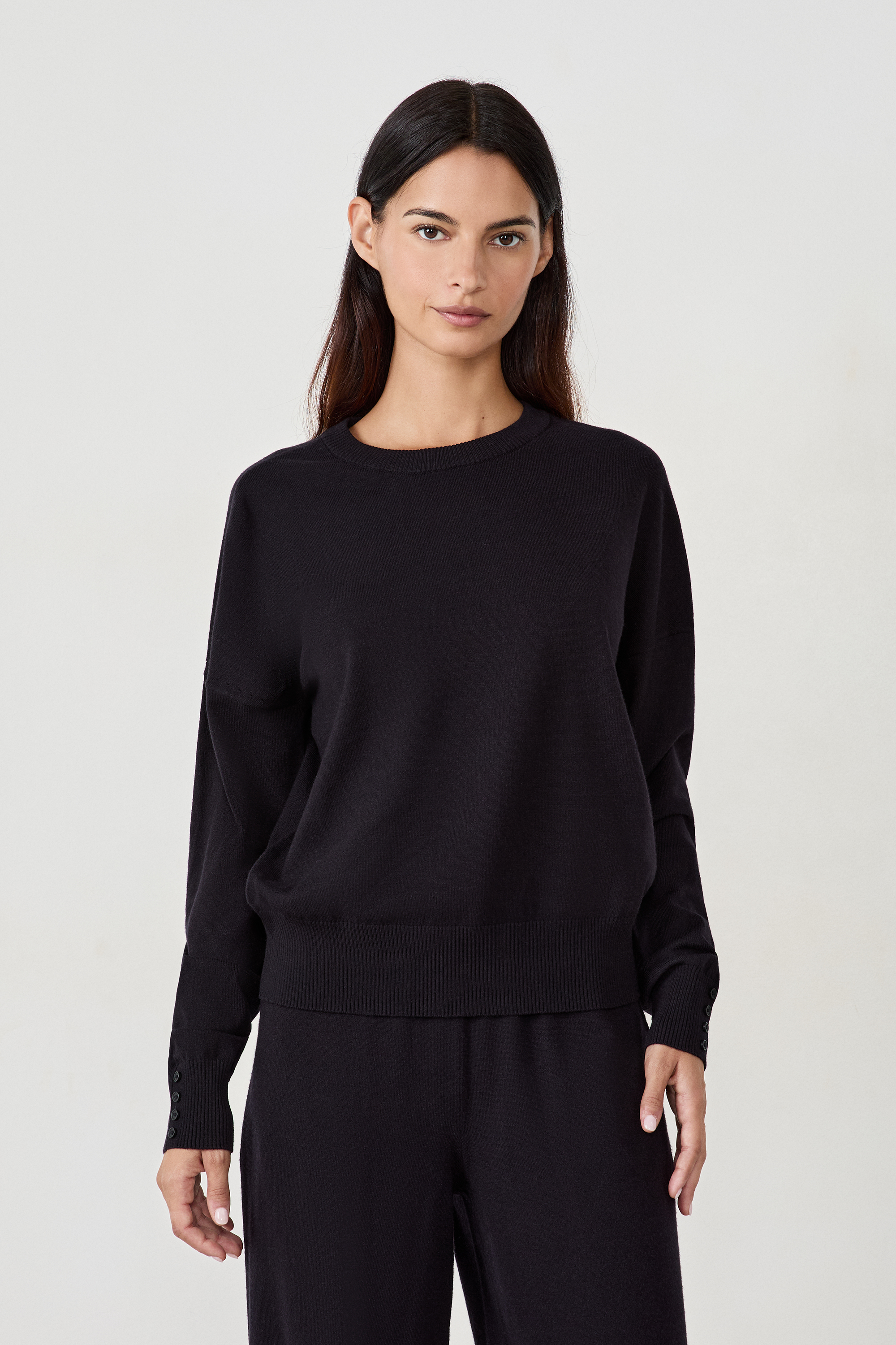 Pull col rond manches longues GILANE NOIR - ETAM