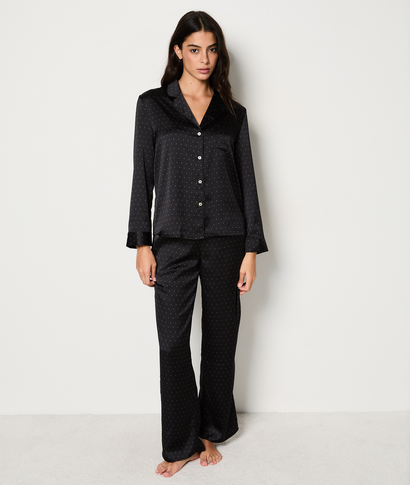 Ensemble 2 pièces de pyjama satiné SIDERA IMP FD NOIR - ETAM