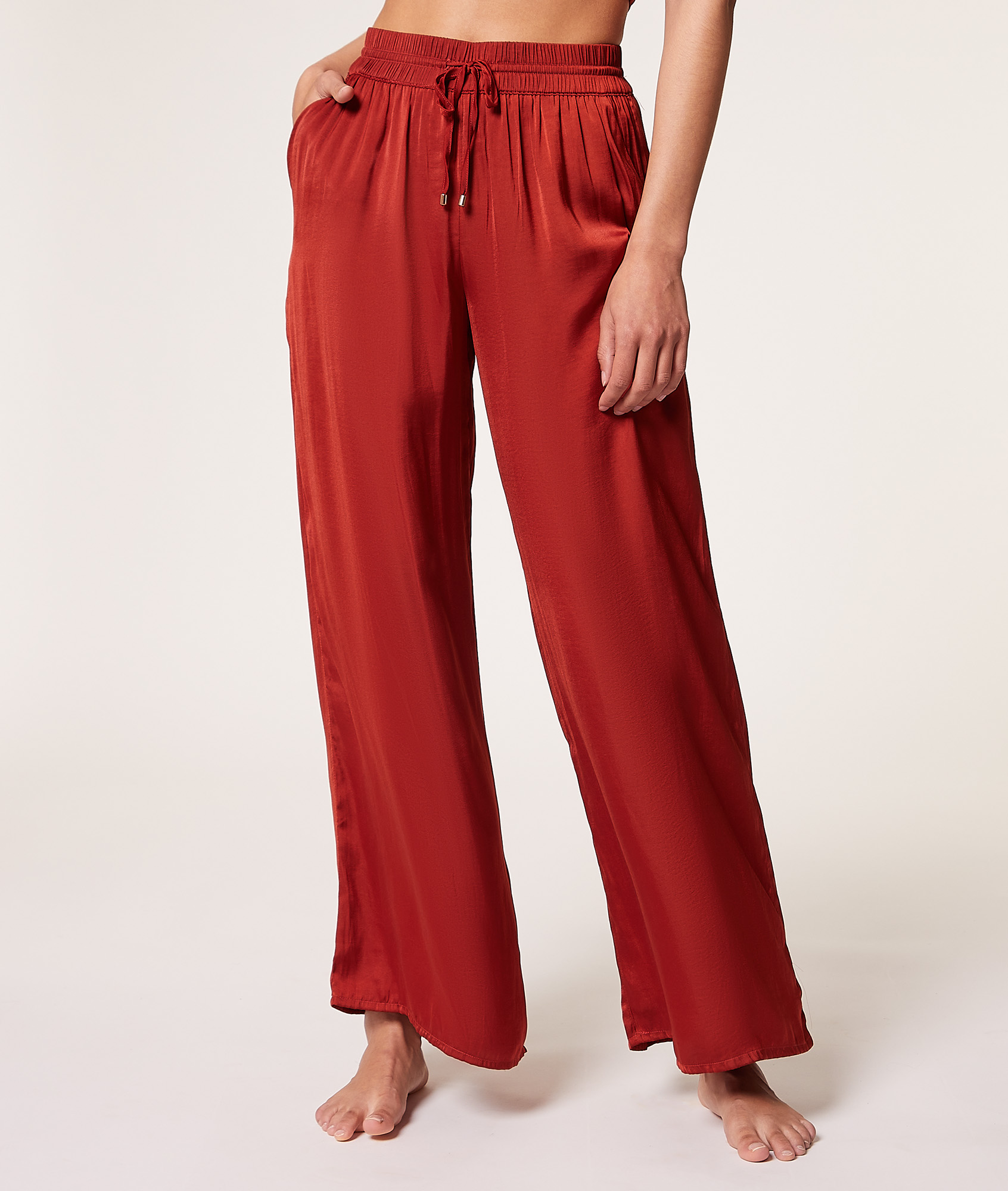 Pantalon de pyjama satiné CHEETA BORDEAUX GRENAT - ETAM