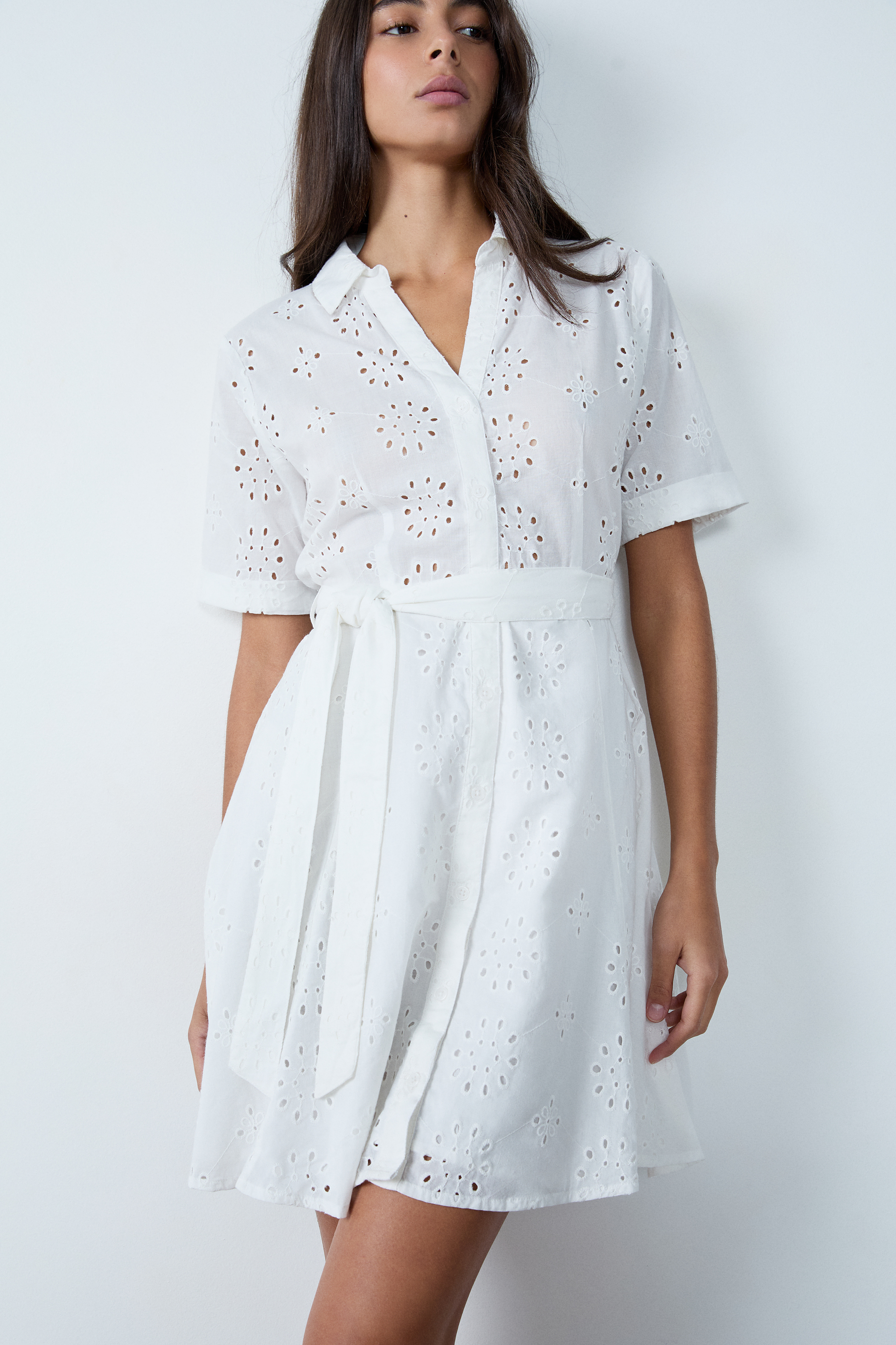Robe courte en broderie anglaise CARLA BROD BLANC - ETAM